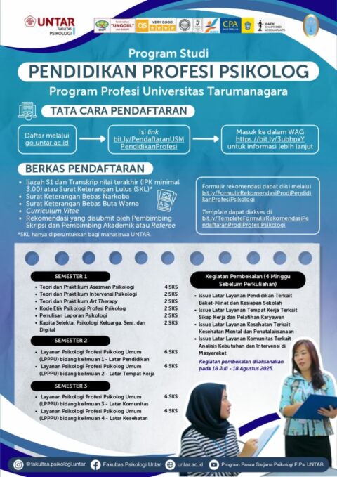 Pendaftaran Program Pendidikan Profesi Psikolog UNTAR 2025 Telah Dibuka ...
